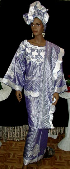 African Dress- Women Blue and Silver Buba Dress