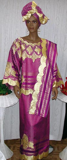 African Fusha and Gold Buba Dress